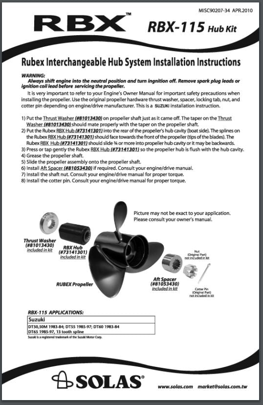 SOLAS RBX-115 Hub Kit – Sea & Ocean Marine