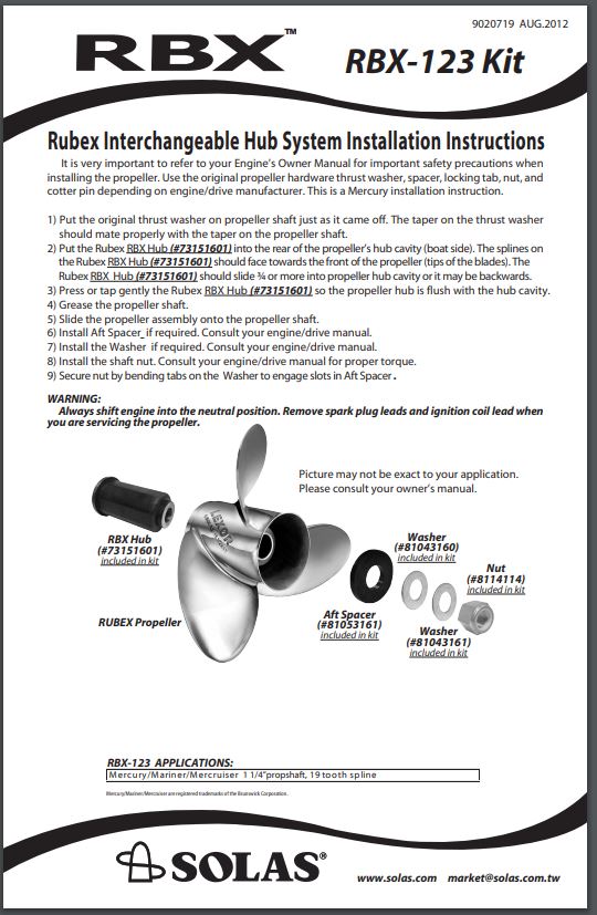 SOLAS RBX-123 Hub Kit – Sea & Ocean Marine