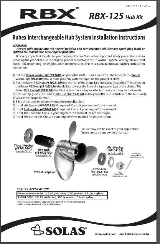 SOLAS RBX-125 Hub Kit – Sea & Ocean Marine