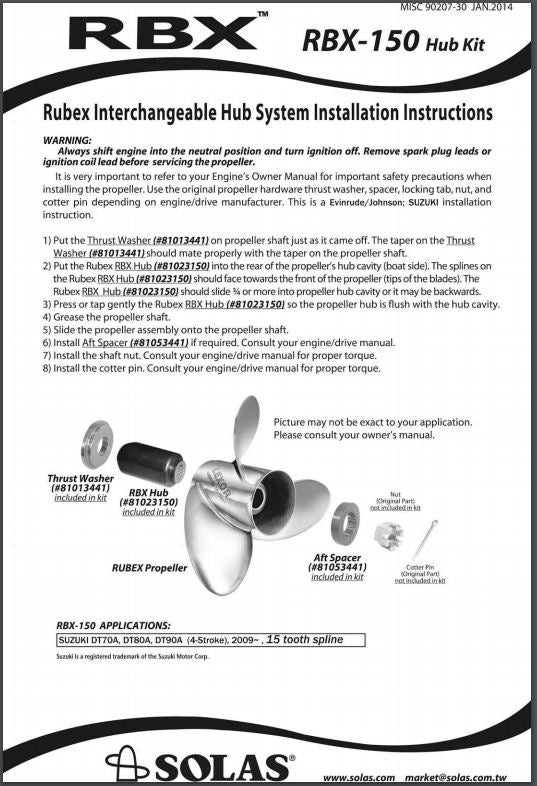 SOLAS RBX-150 Hub Kit – Sea & Ocean Marine