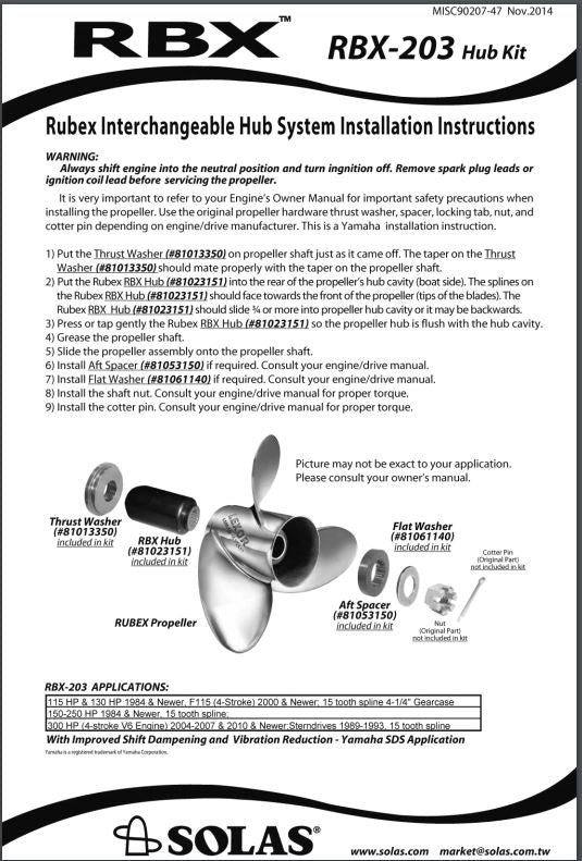 SOLAS RBX-203 Hub Kit – Sea & Ocean Marine